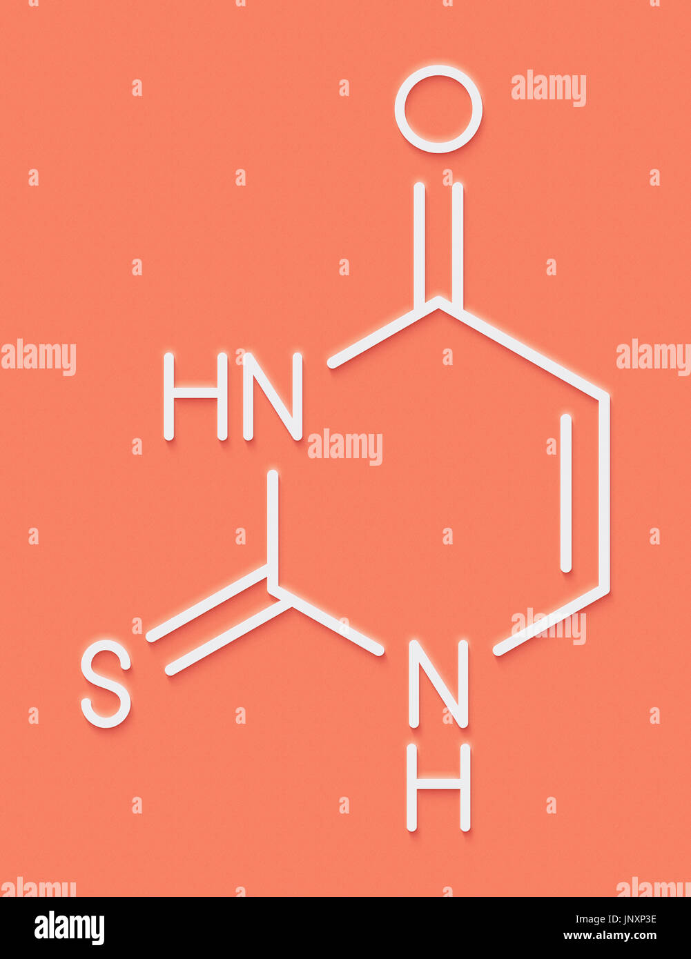 Thiouracil drug molecule. Obsolete drug molecule, previously used in ...