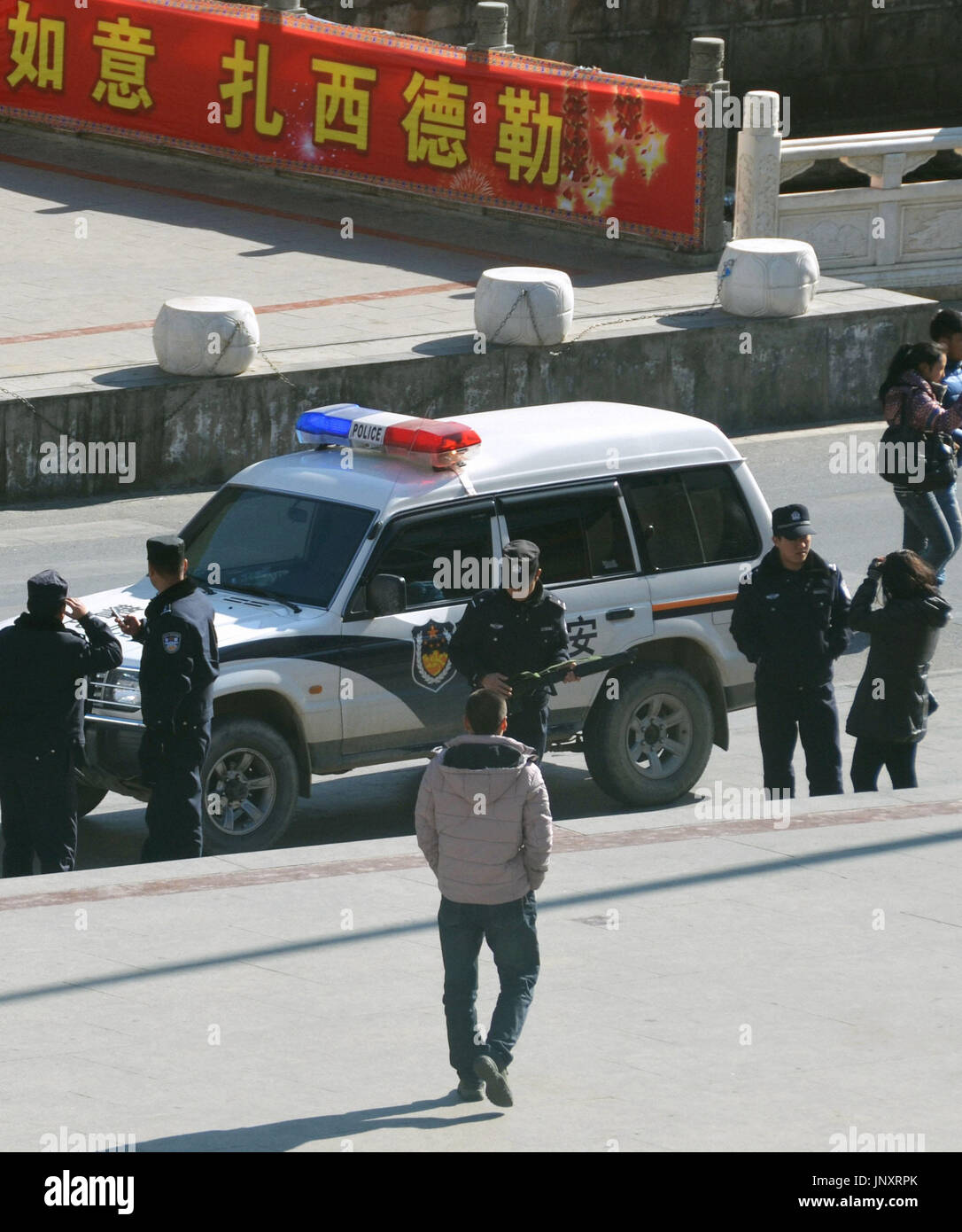 CHENGDU, China - Police officers are seen in an area in Garze Tibetan ...