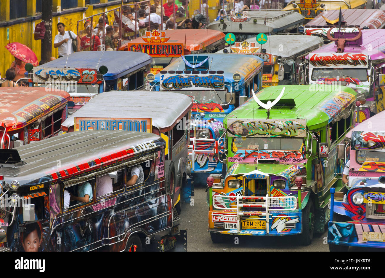 MANILA, Philippines - A road in metro Manila is jammed with jeepneys ...