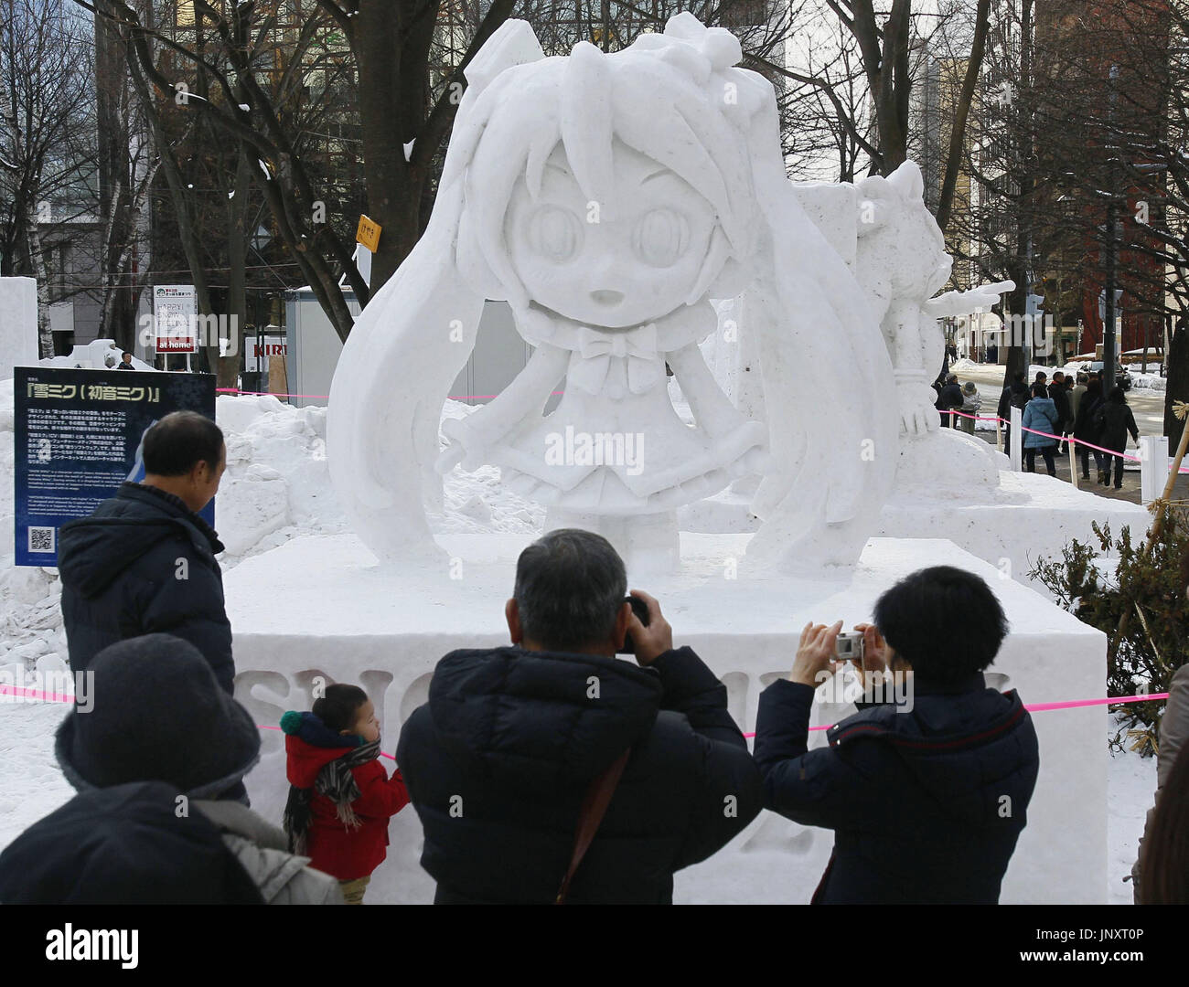 SAPPORO, Japan - Photo shows a 3-meter-tall snow statue of Hatsune Miku ...