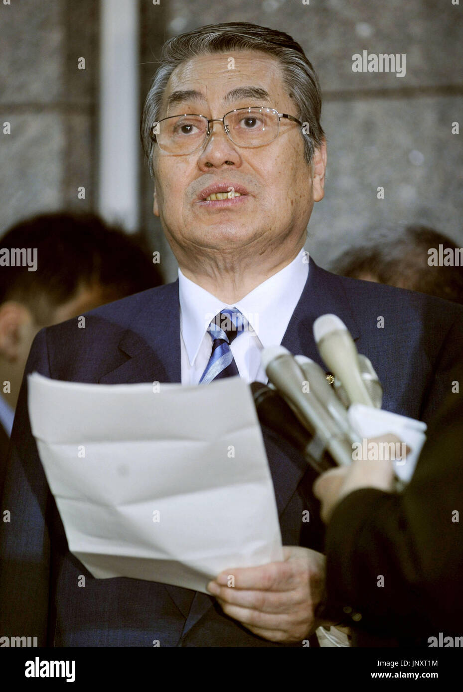 TOKYO, Japan - Japanese Defense Minister Naoki Tanaka speaks to ...