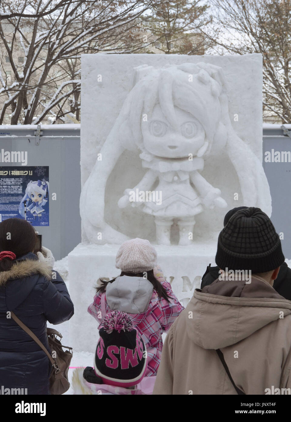SAPPORO, Japan - A new 3-meter-tall snow statue of Hatsune Miku, a girl ...