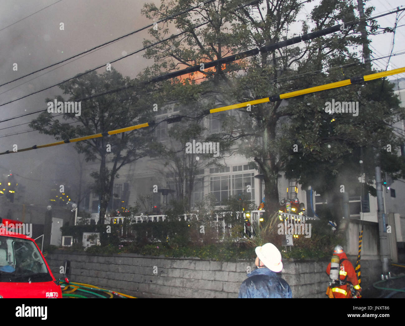 KOBE, Japan - A fire rages at a restaurant in a traditional colonial ...