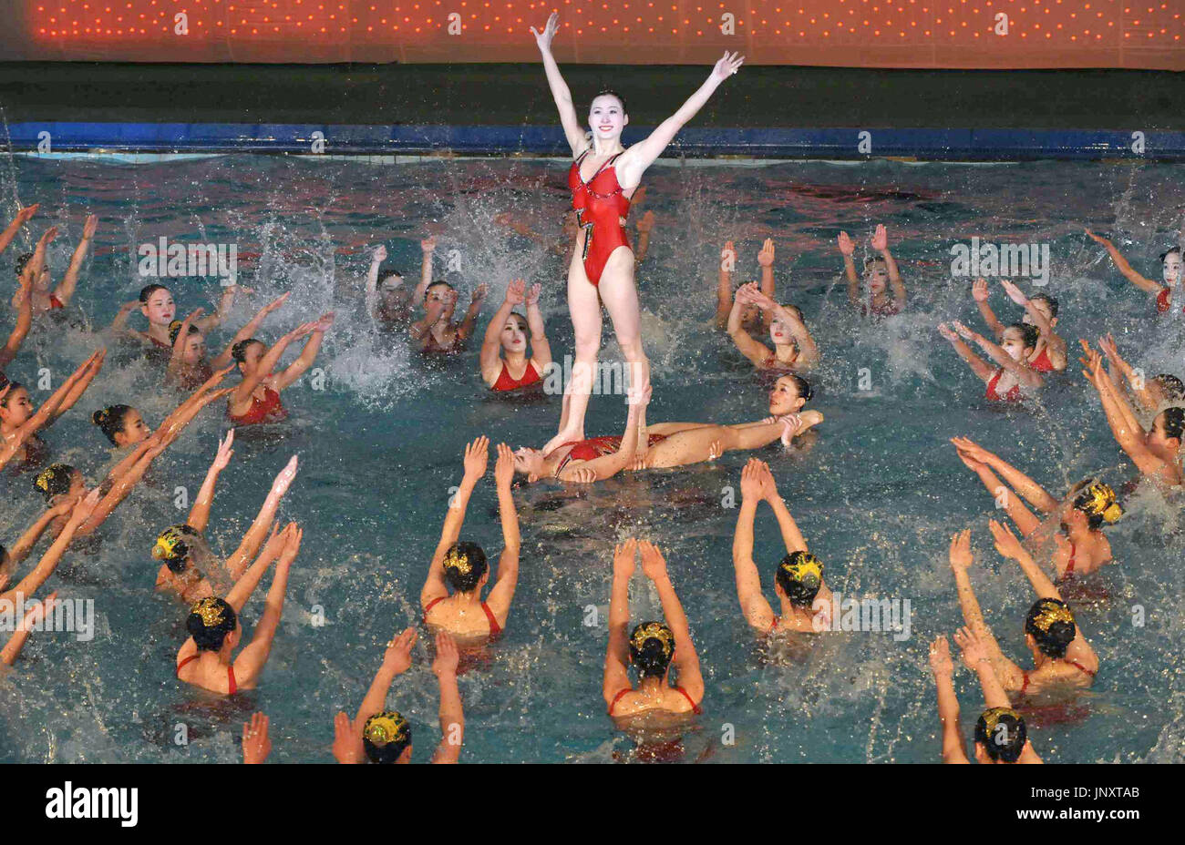 PYONGYANG, North Korea - A synchronized swimming show is held in ...