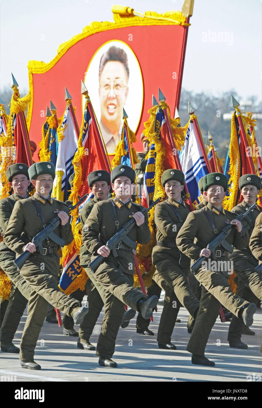 PYONGYANG, North Korea - North Korean soldiers march during a military ...