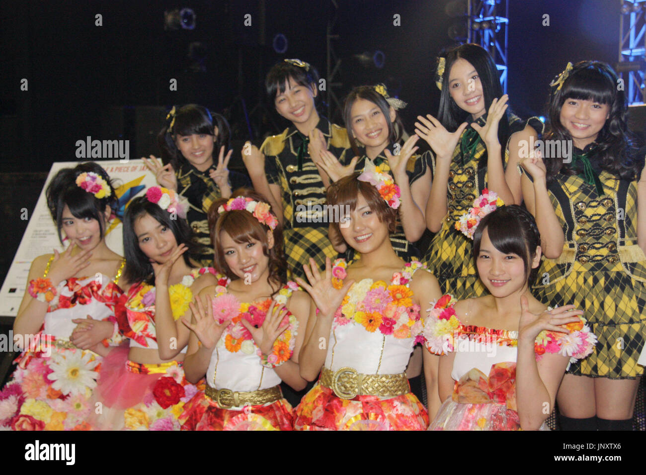 JAKARTA, Indonesia - Members of the Japanese pop group AKB48 (front ...