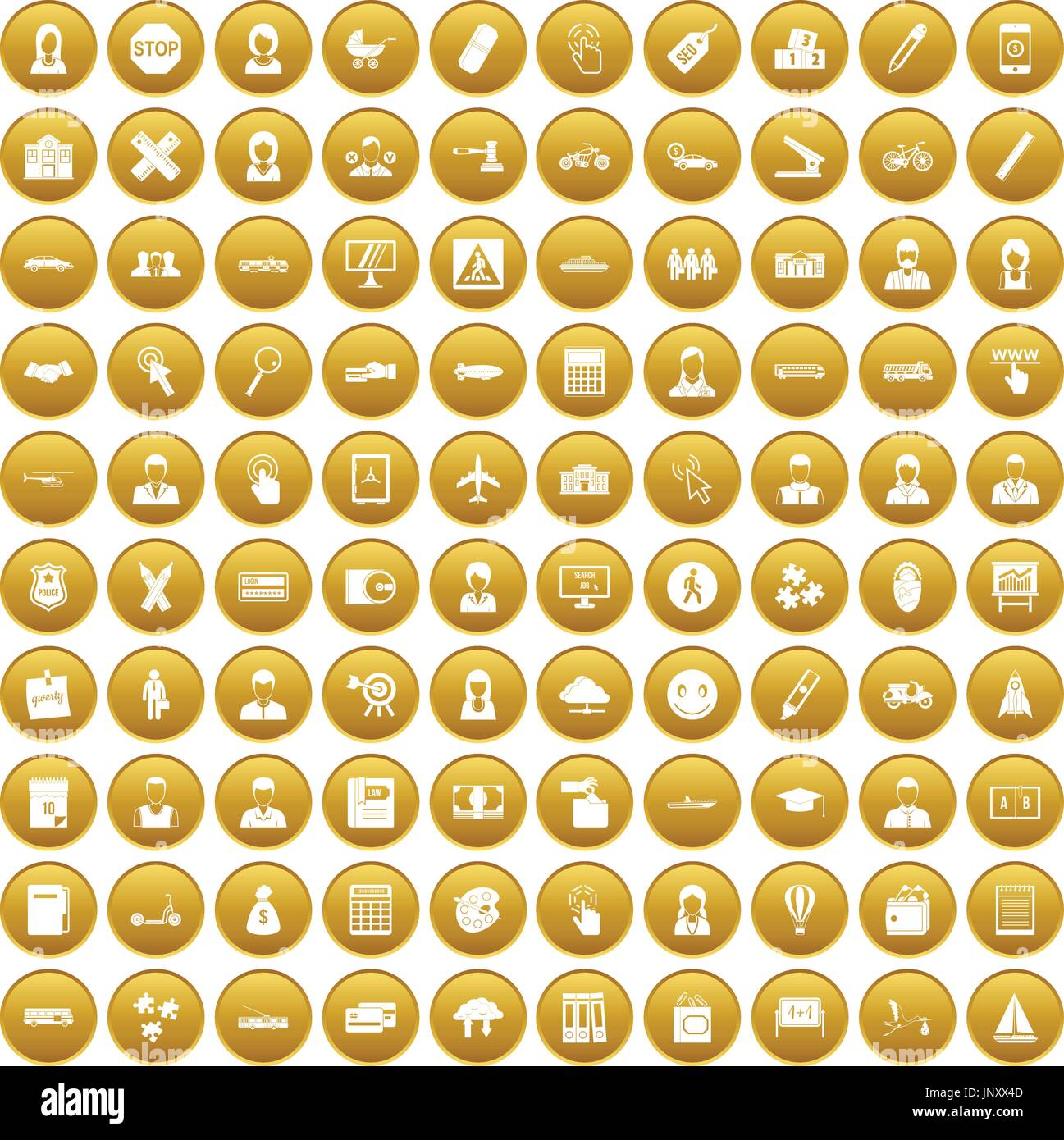 100 initiation icons set gold Stock Vector Image & Art - Alamy