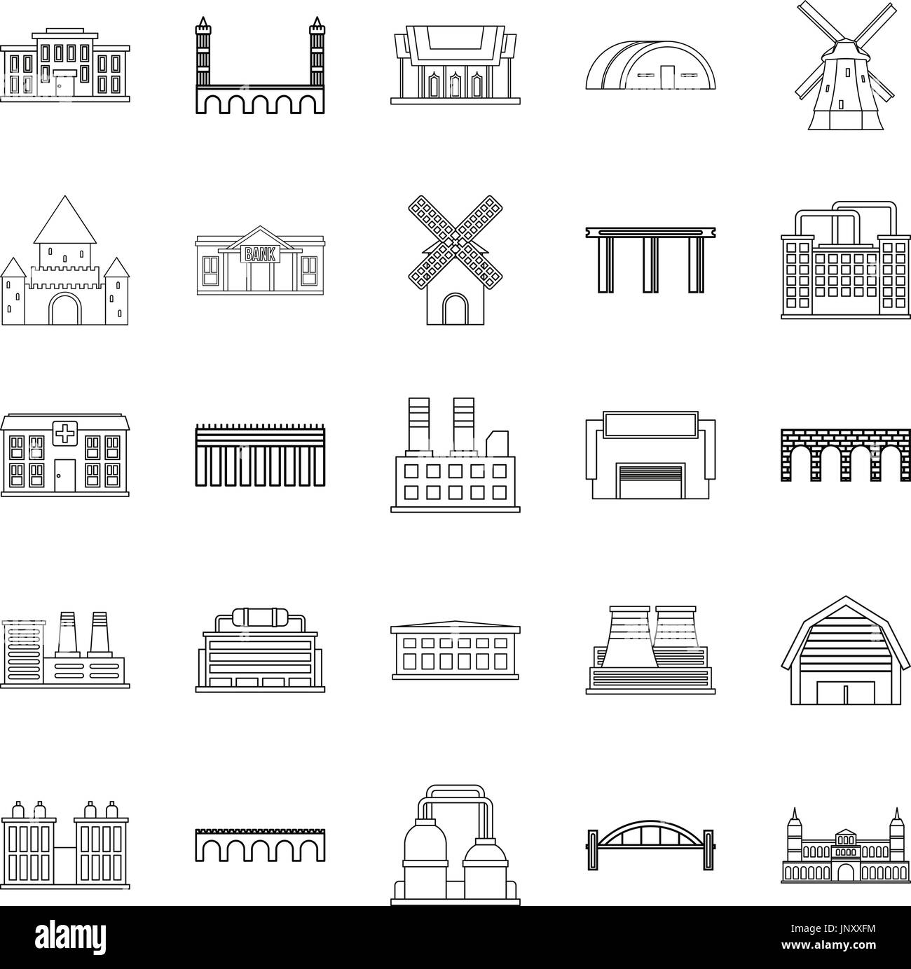 Structure icons set, outline style Stock Vector Image & Art - Alamy