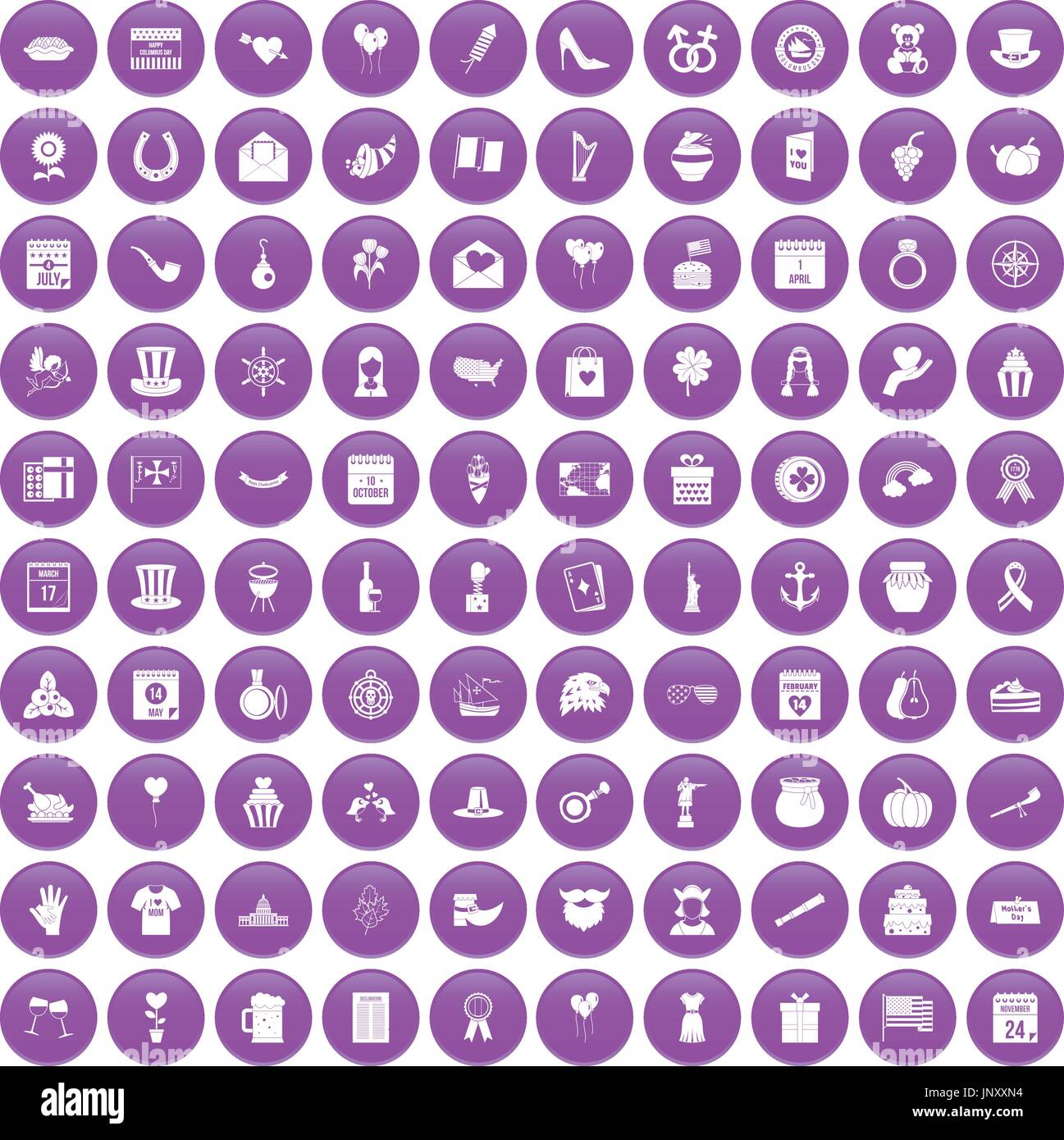 100 calendar icons set purple Stock Vector Image & Art - Alamy