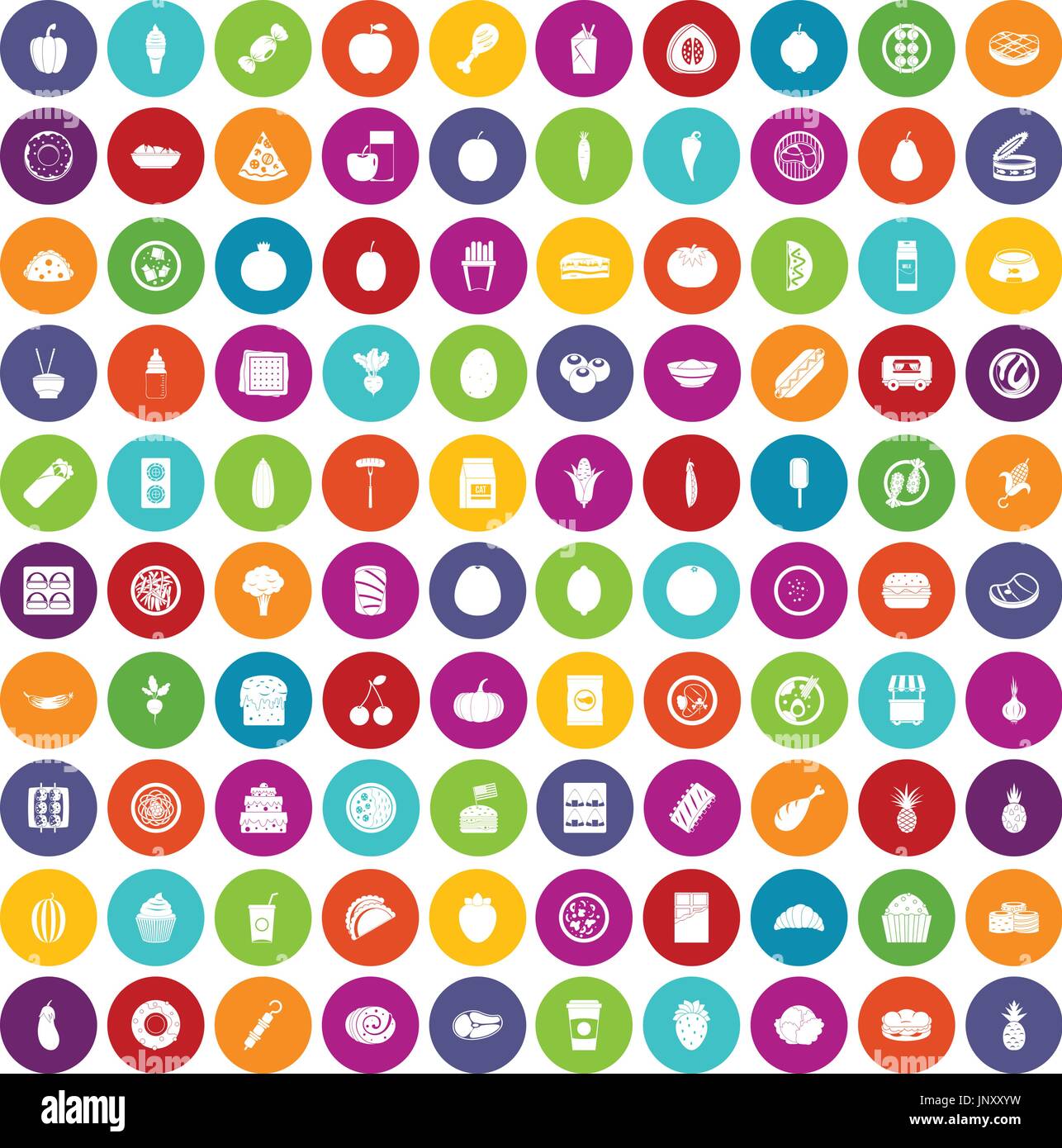 100 nutrition icons set color Stock Vector Image & Art - Alamy