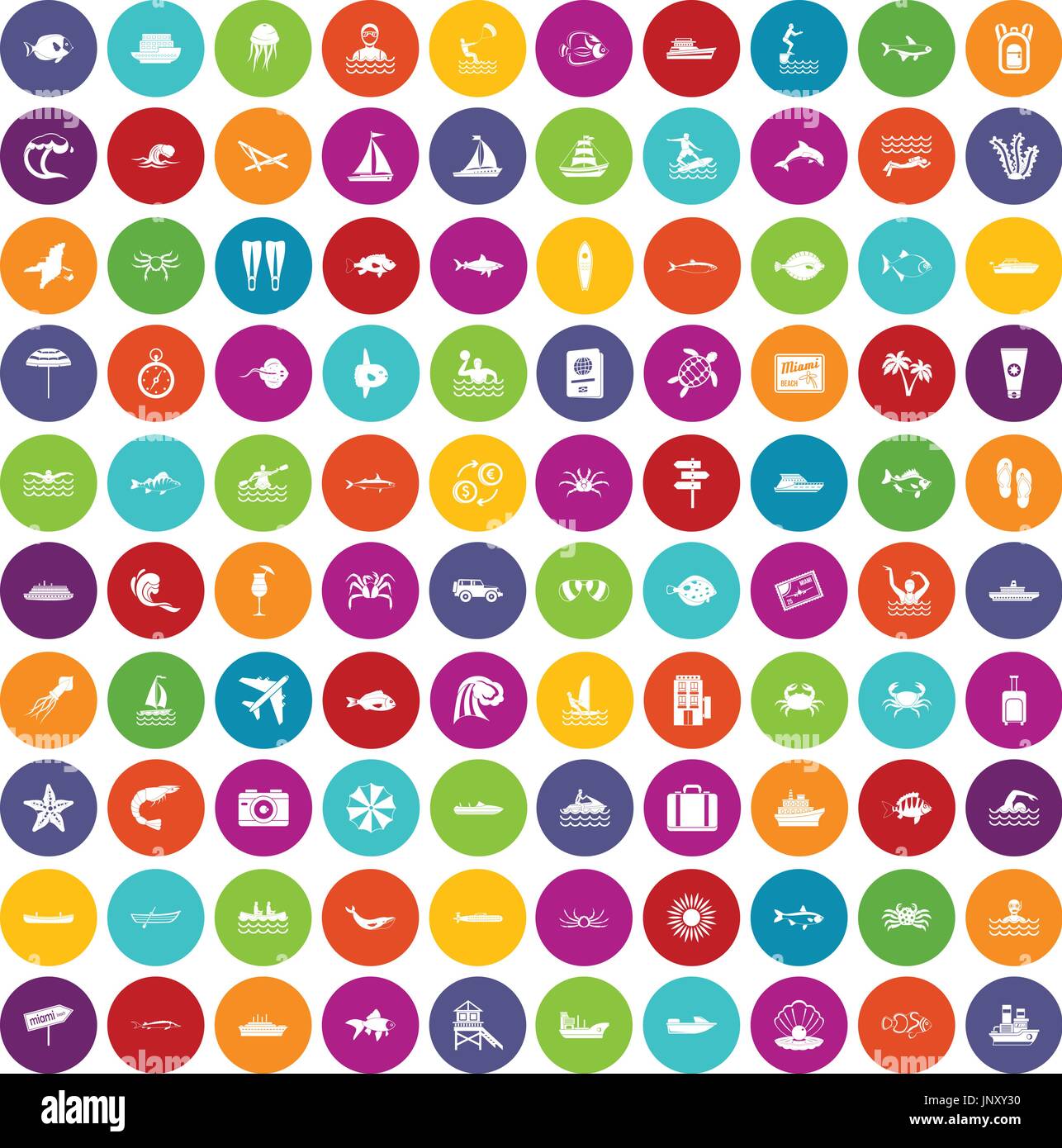 100 ocean icons set color Stock Vector Image & Art - Alamy