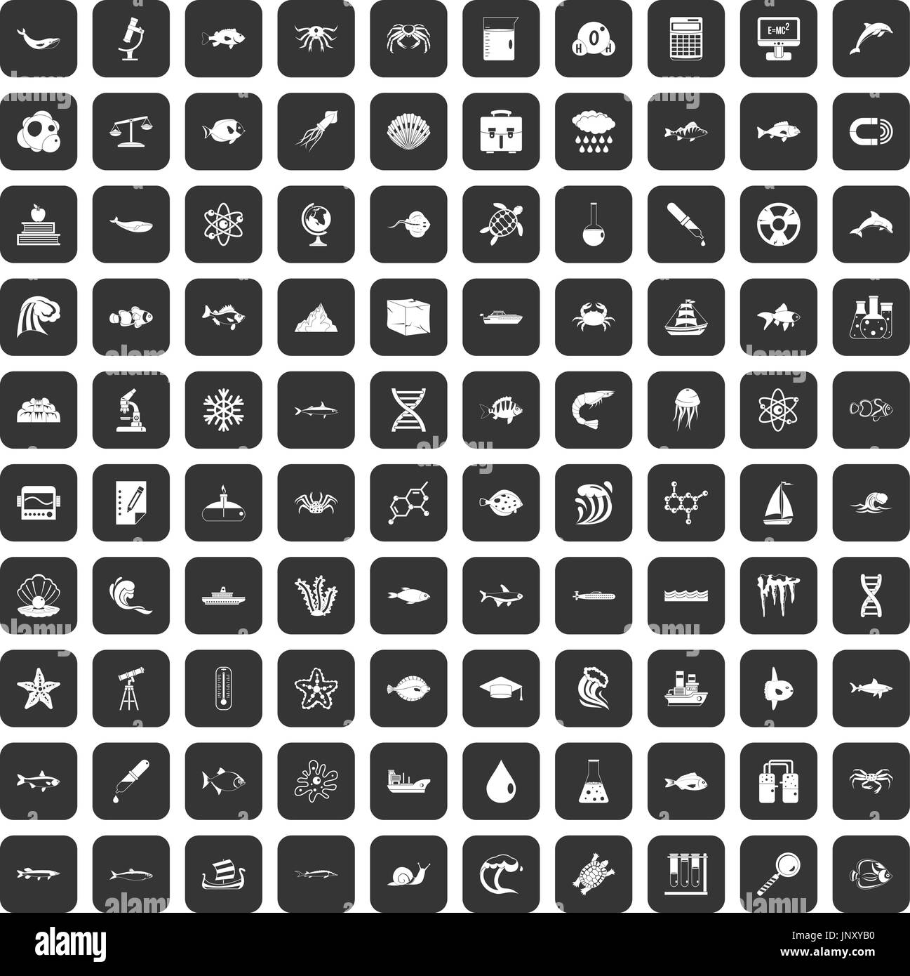100 oceanology icons set black Stock Vector Image & Art - Alamy