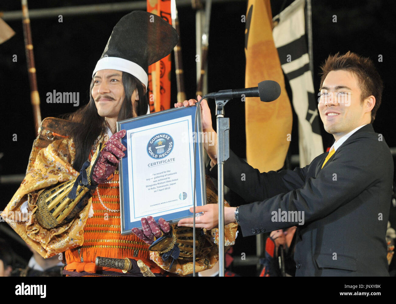 KOFU, Japan - Actor Ikki Sawamura (L), dressed as Takeda Shingen, a ...