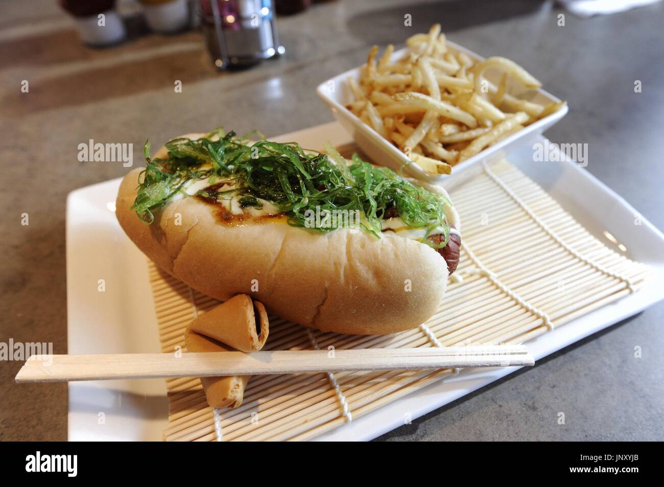 ARLINGTON, United States - Photo shows a Yu Dog, a hot dog named after ...