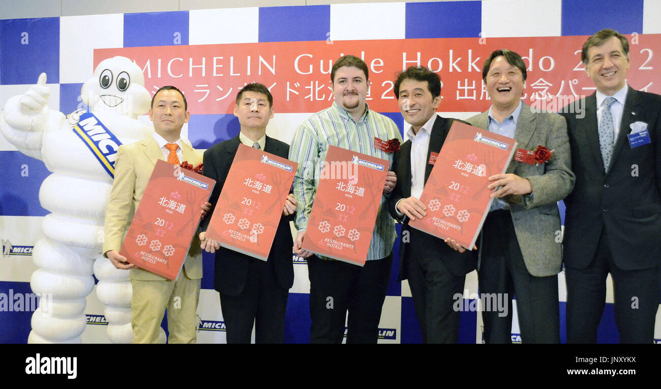 SAPPORO, Japan - Chefs pose for photos during an event in Sapporo ...