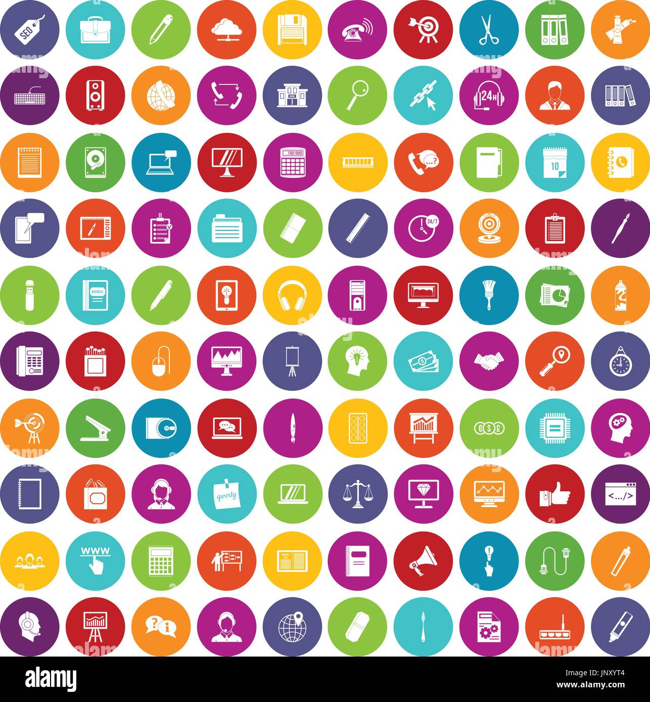 100 office work icons set color Stock Vector Image & Art - Alamy