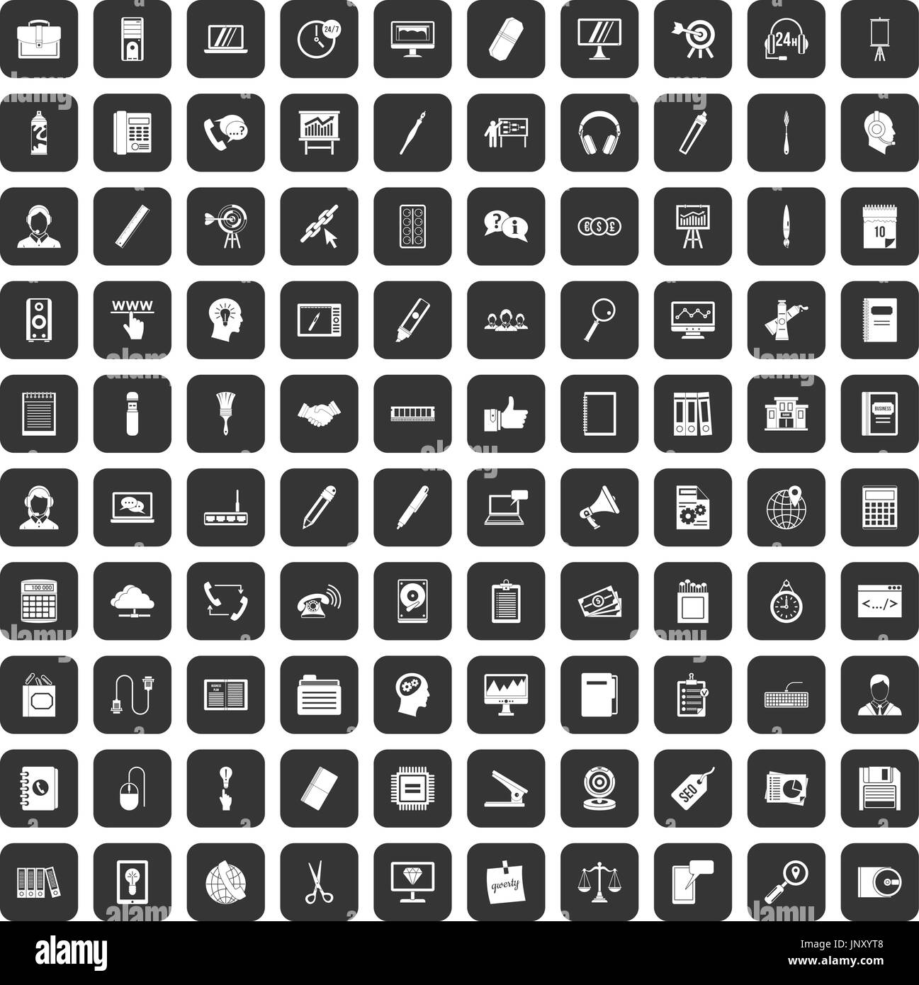 100 office work icons set black Stock Vector Image & Art - Alamy