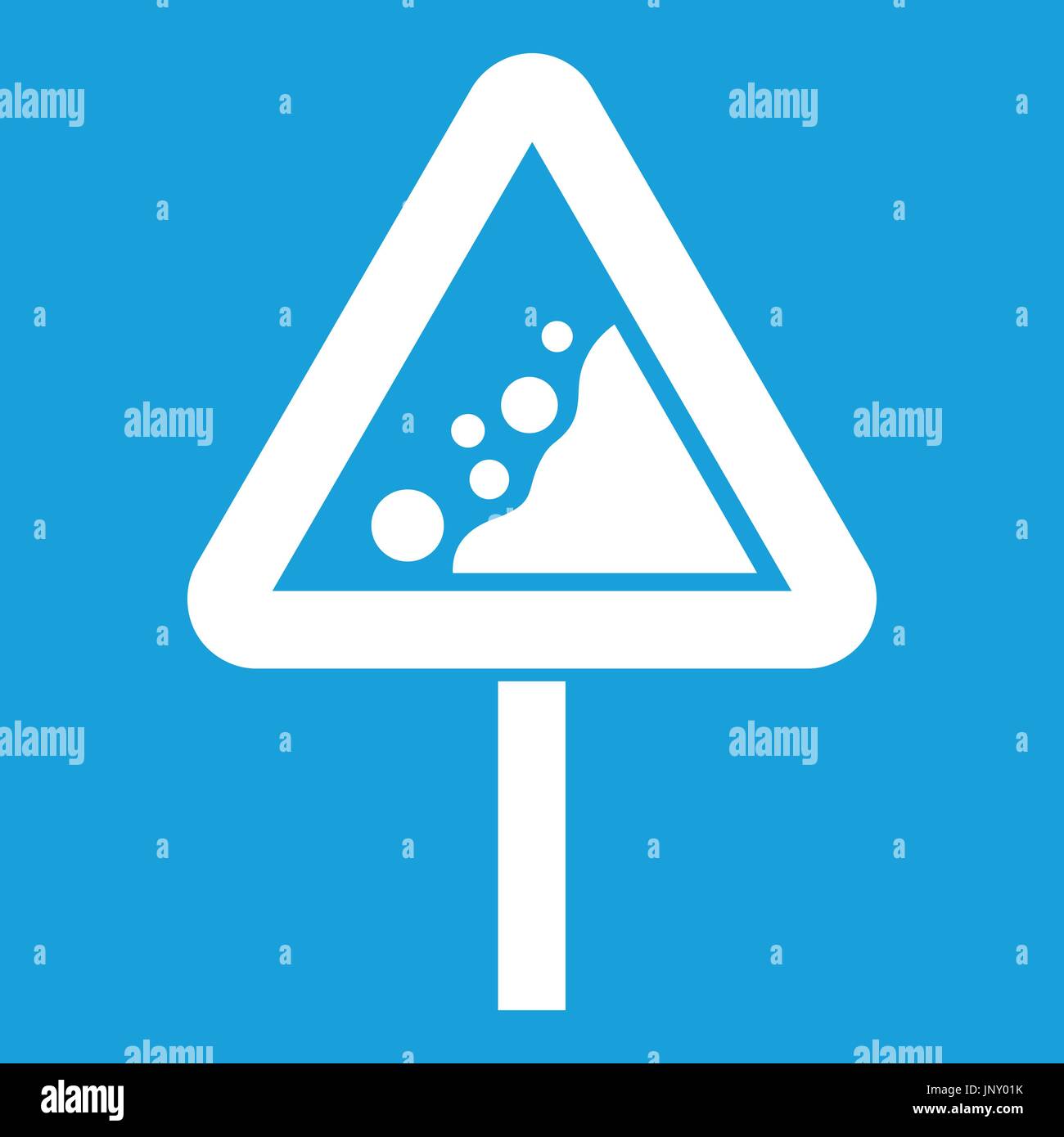 Falling rocks warning traffic sign icon white Stock Vector Image & Art ...