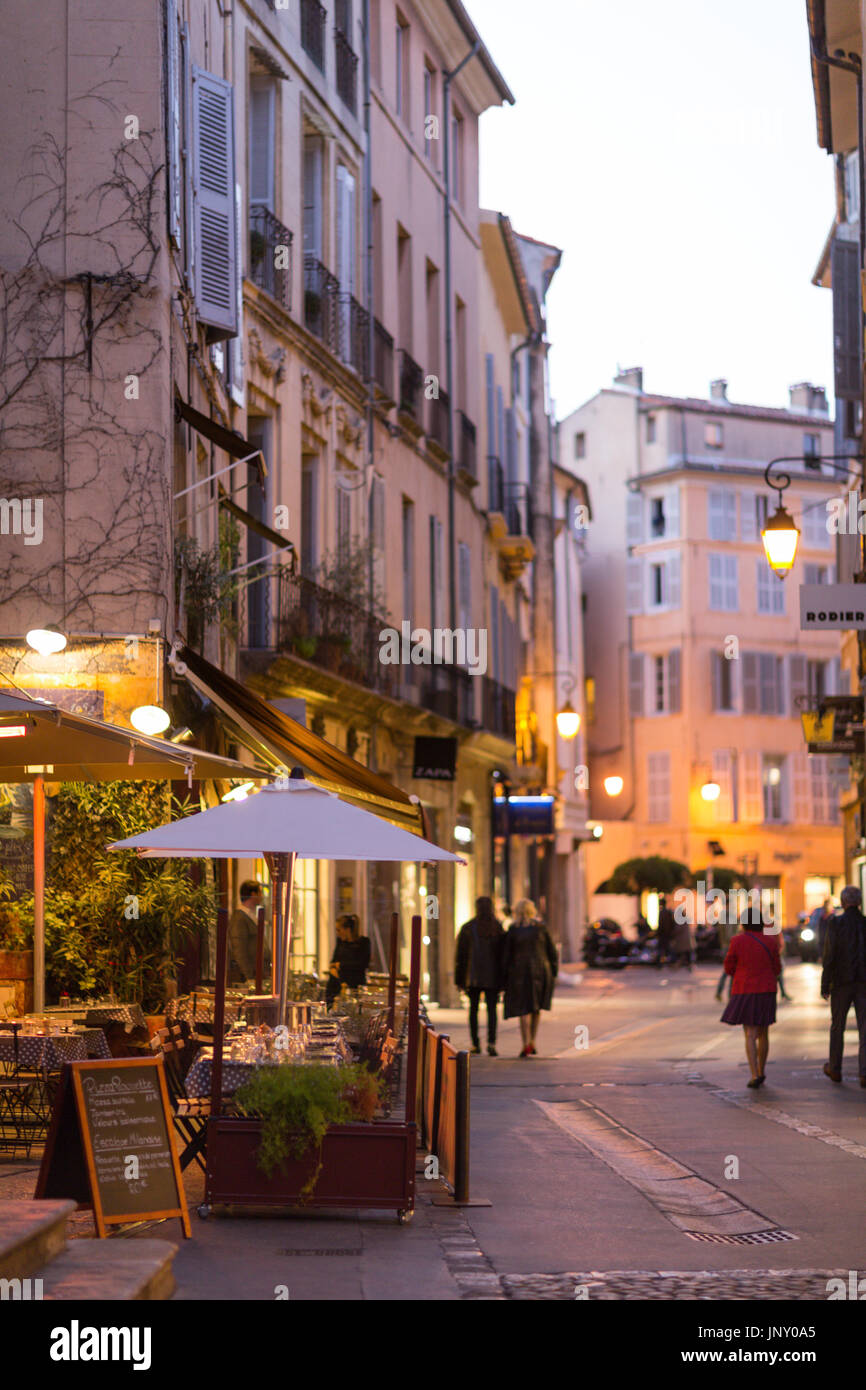 Aix-en-Provence, France - October 9, 2015: Downtown street scene at ...
