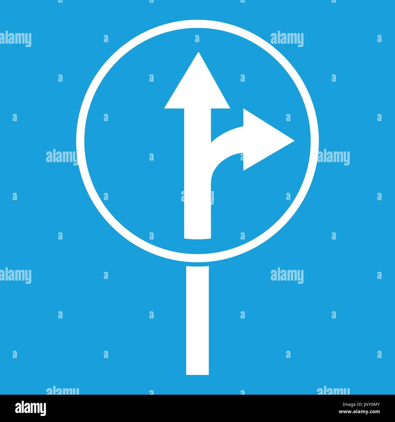 Straight or right turn ahead road sign icon white Stock Vector Image ...