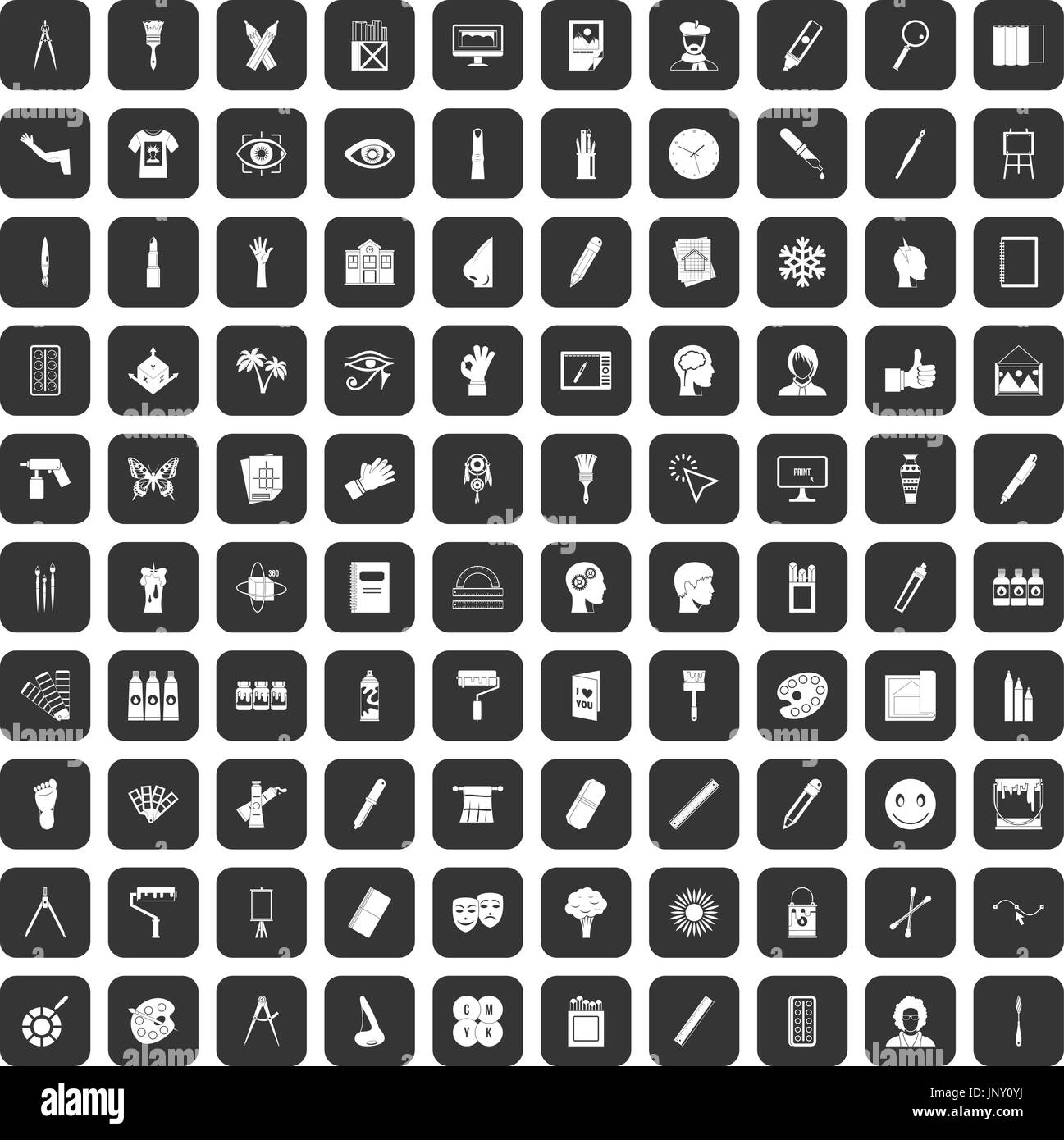 100 paint icons set black Stock Vector Image & Art - Alamy