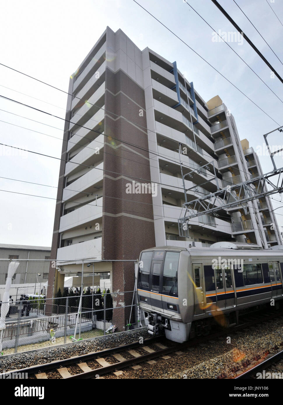 OSAKA, Japan - Photo shows the site of a fatal derailment in Amagasaki ...