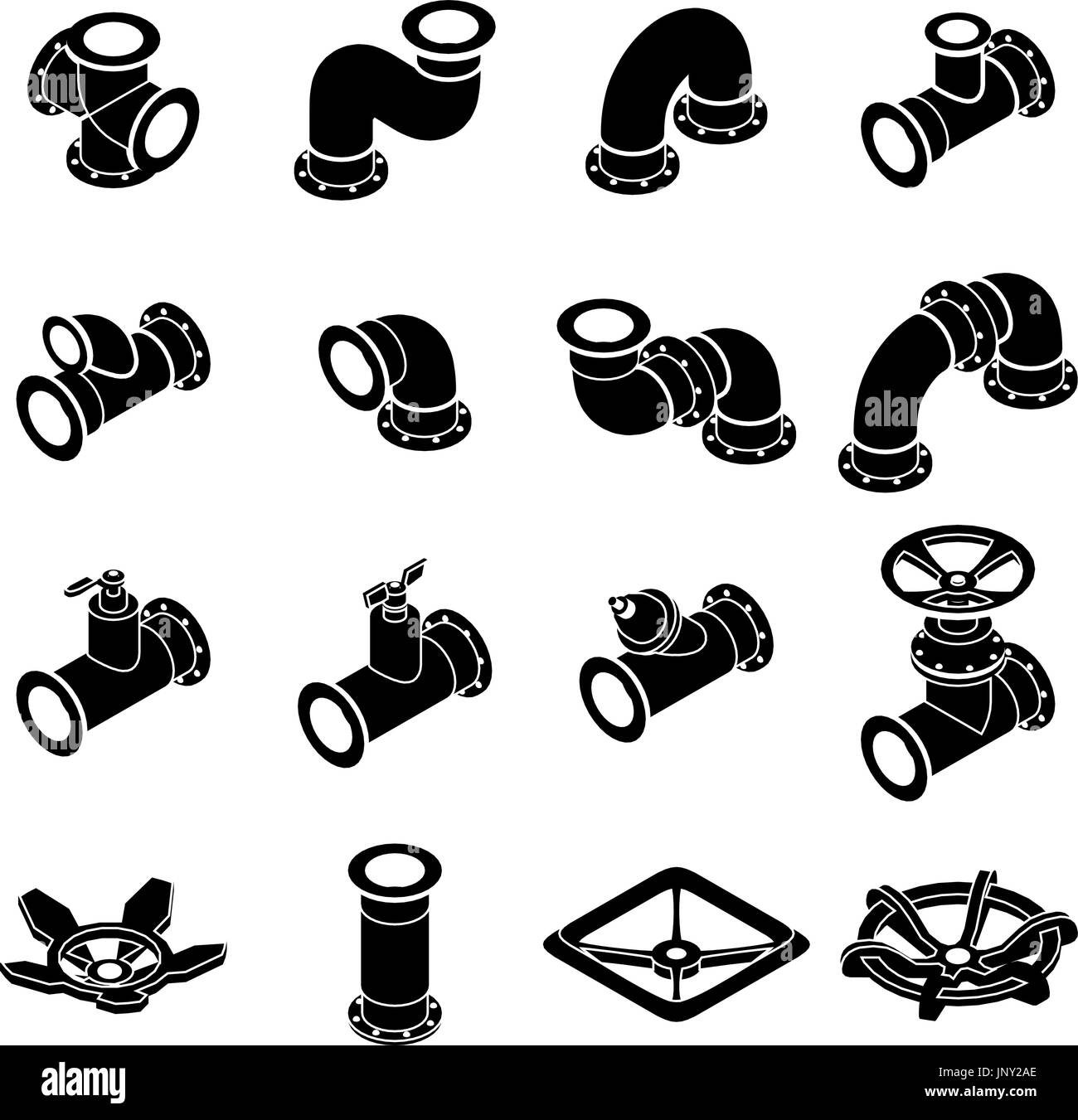 Pipeline constructor icons set, isometric style Stock Vector Image ...