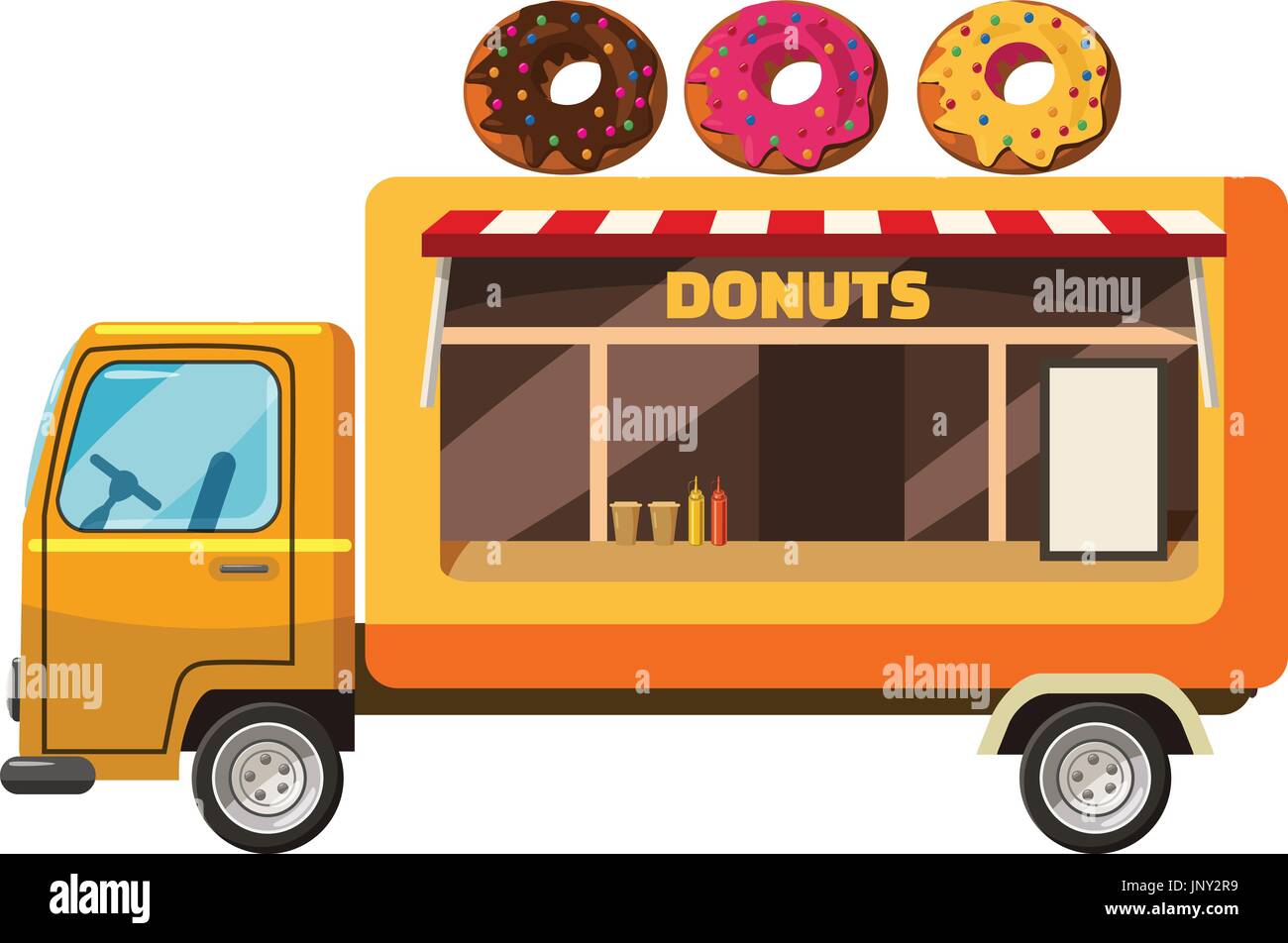 Donut truck mobile snack icon, cartoon style Stock Vector Image & Art ...