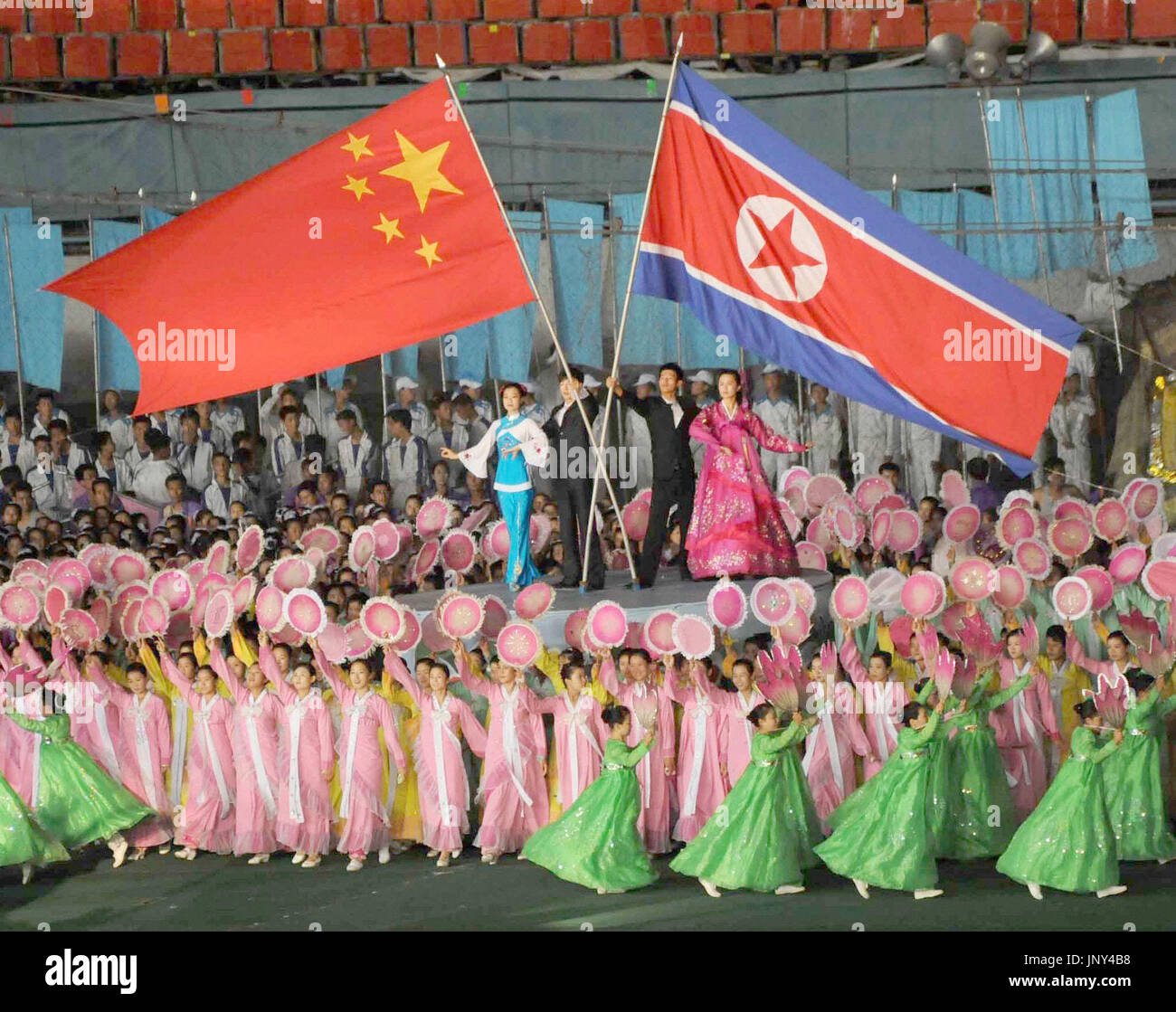PYONGYANG, North Korea - The North Korean (R) and Chinese national ...