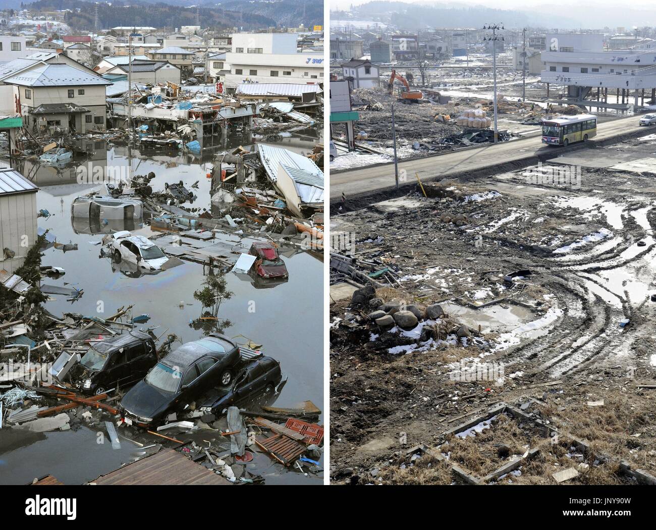 TOKYO, Japan - Photos show an area in Kesennuma, Miyagi Prefecture, on ...