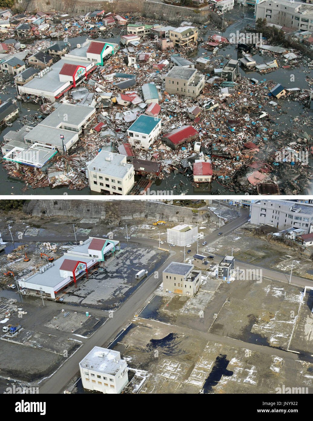 TOKYO, Japan - Photos taken from a Kyodo News helicopter show an area ...