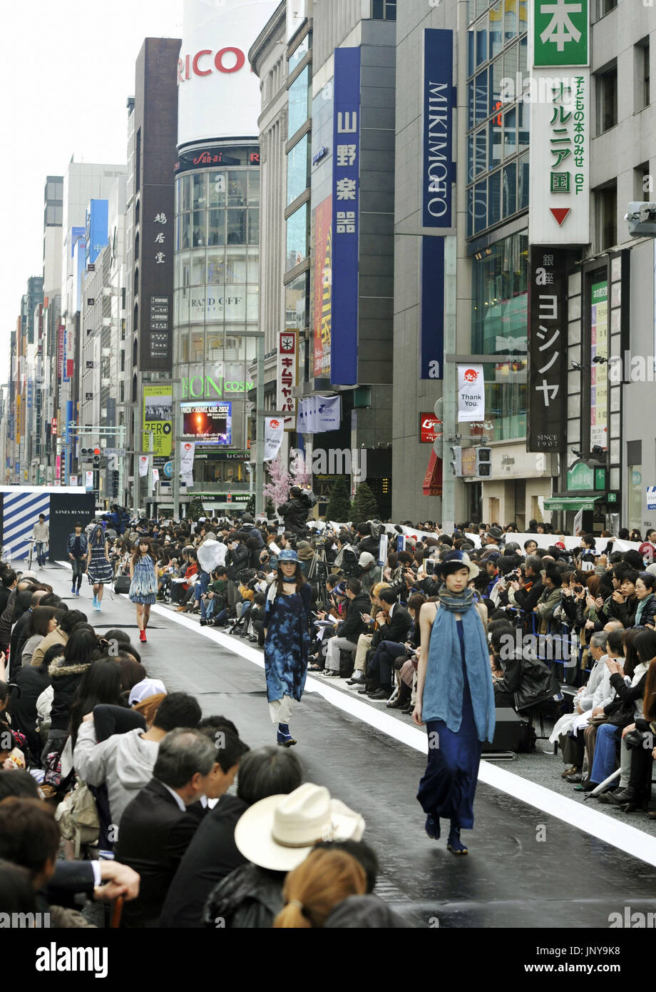 TOKYO, Japan - Models dressed in outfits made from domestically ...