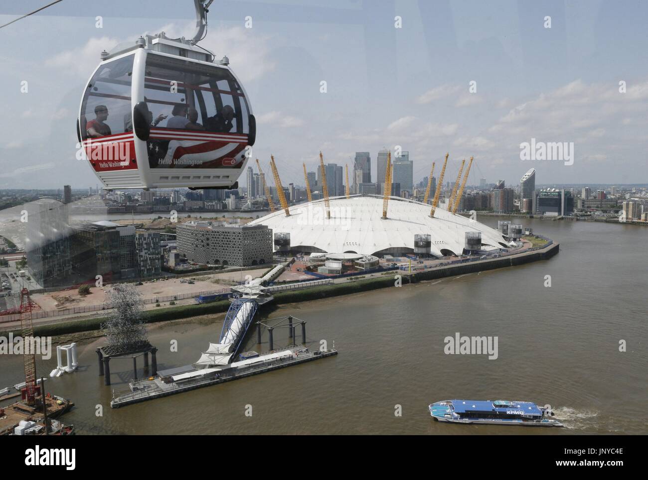 LONDON, Britain - A gondola on a ropeway transports passengers over the ...