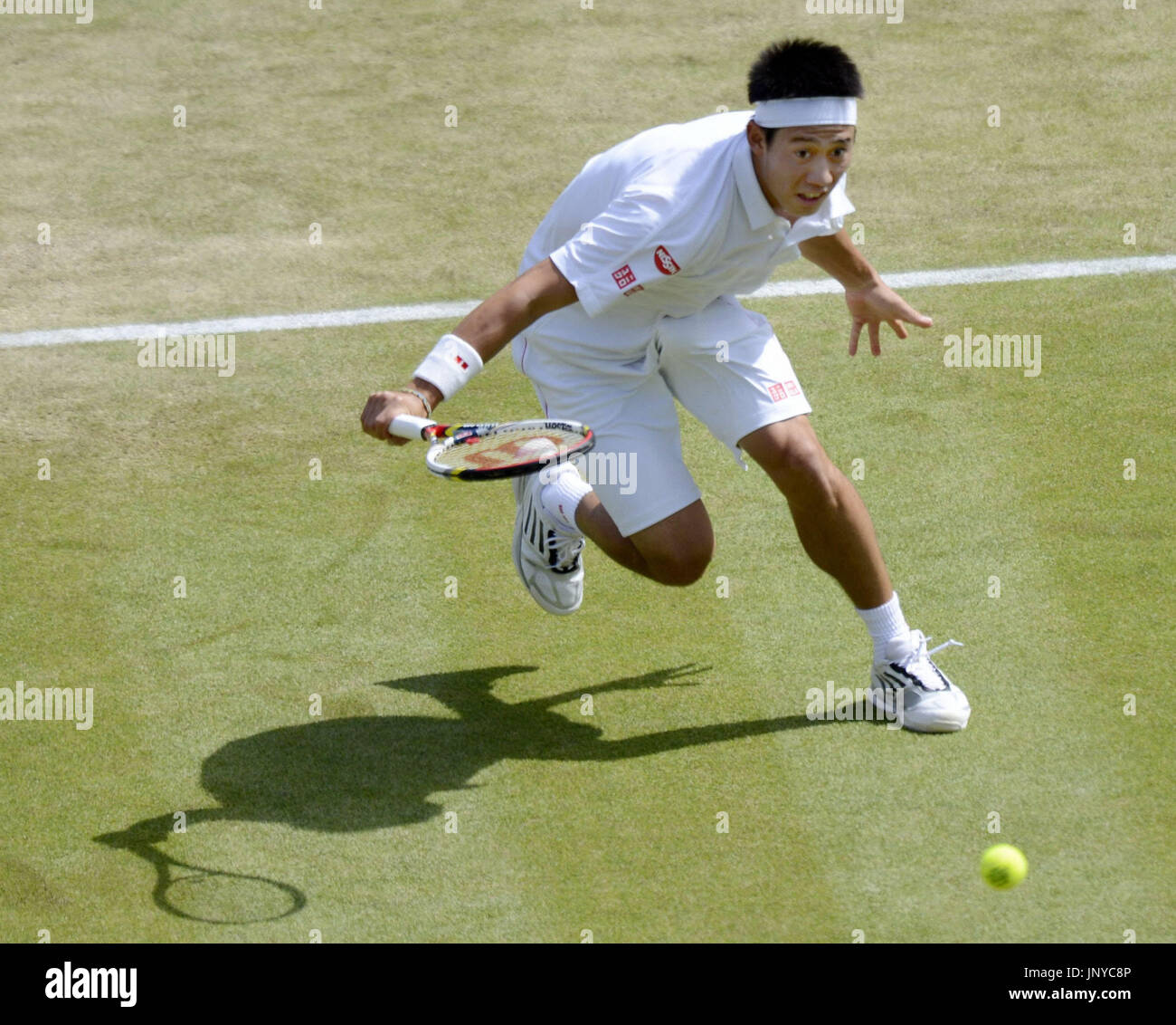 LONDON, Britain - Japan's Kei Nishikori plays against Juan Martin Del ...