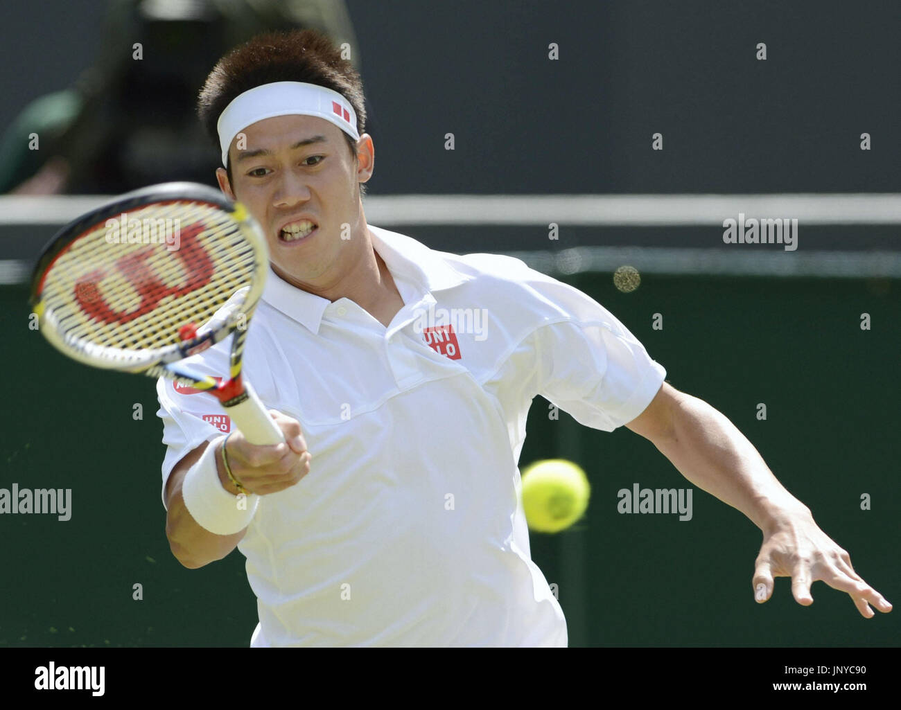 LONDON, Britain - Japan's Kei Nishikori plays against Juan Martin Del ...