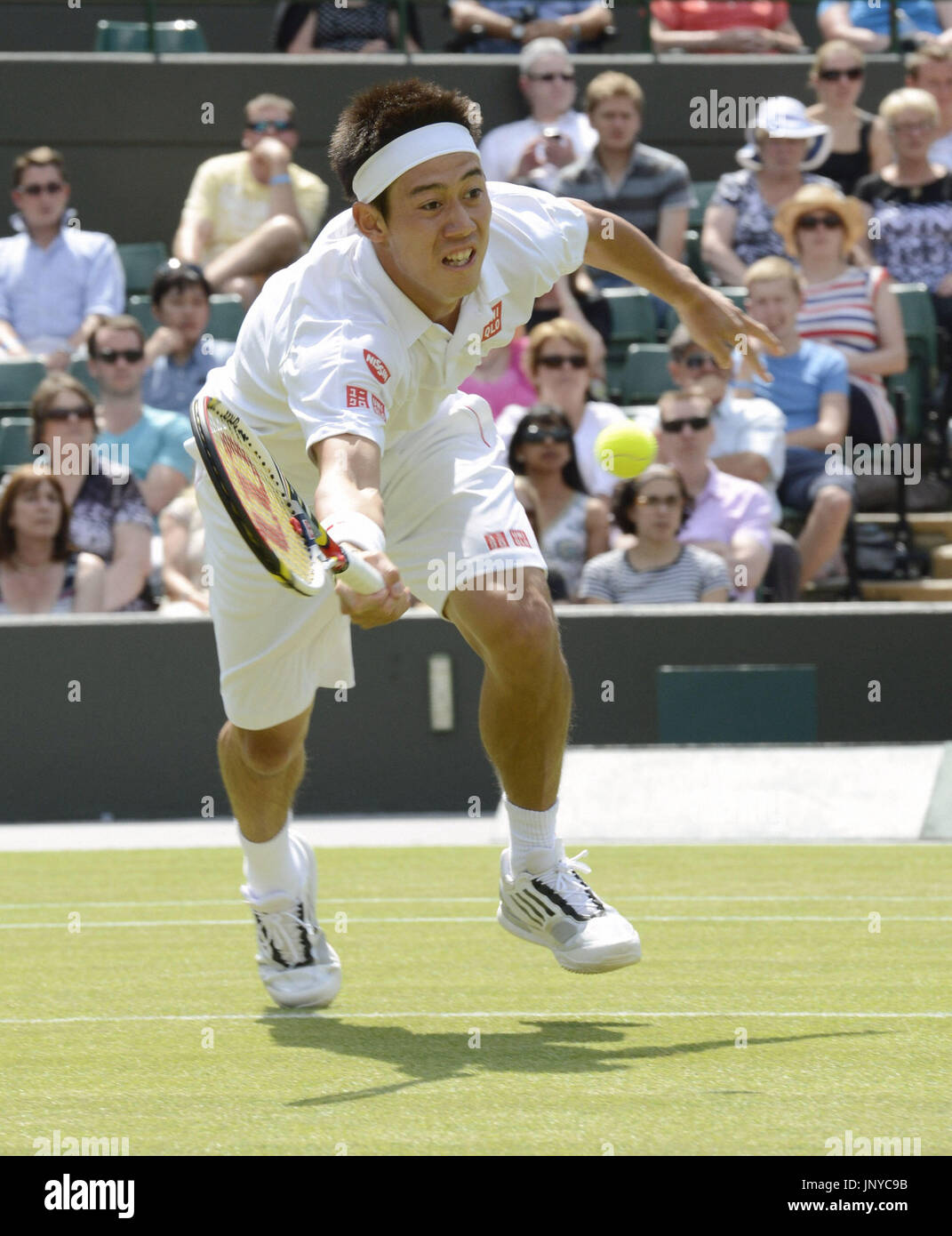 LONDON, Britain - Japan's Kei Nishikori plays against Juan Martin Del ...