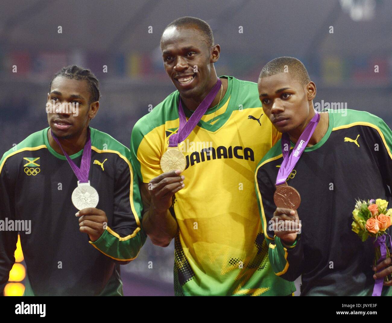 LONDON, Britain - Jamaica's three athletes, (from L) Yohan Blake, Usain ...