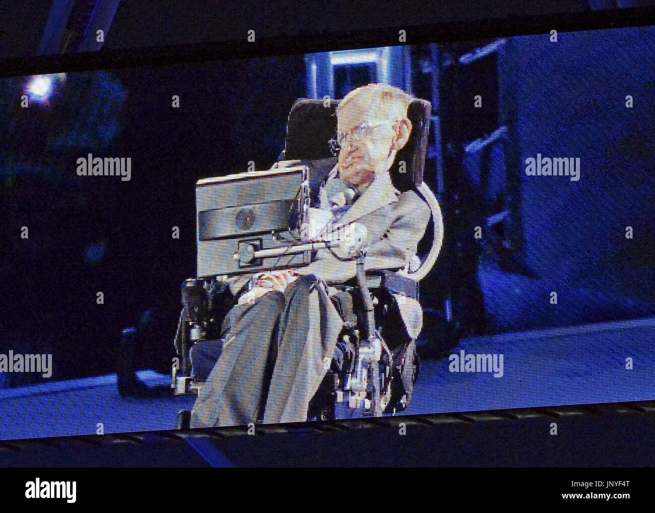LONDON, Britain - British astrophysicist Stephen Hawking is shown on a ...