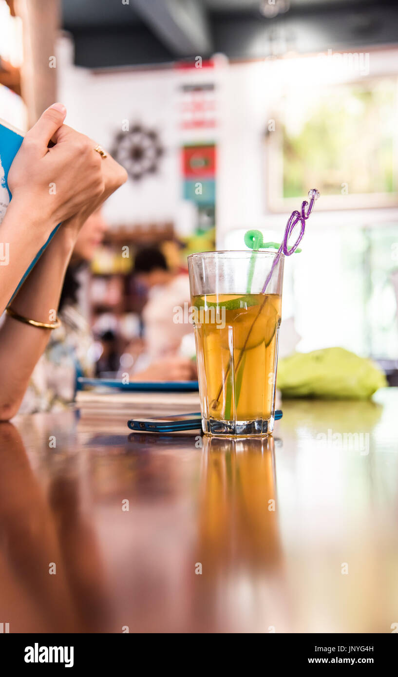 lemon tea with soda, healthy drink water Stock Photo - Alamy