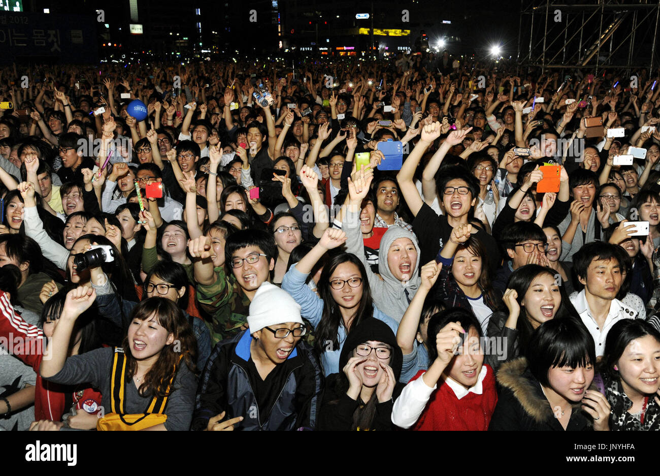 SEOUL, South Korea - The audience respond during a concert by popular ...