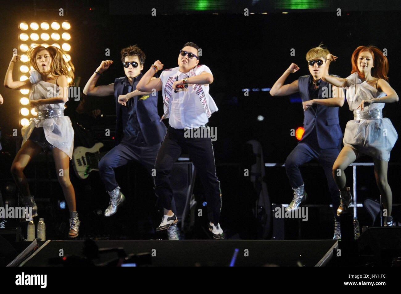 SEOUL, South Korea - Popular South Korean rapper PSY (C) performs in ...