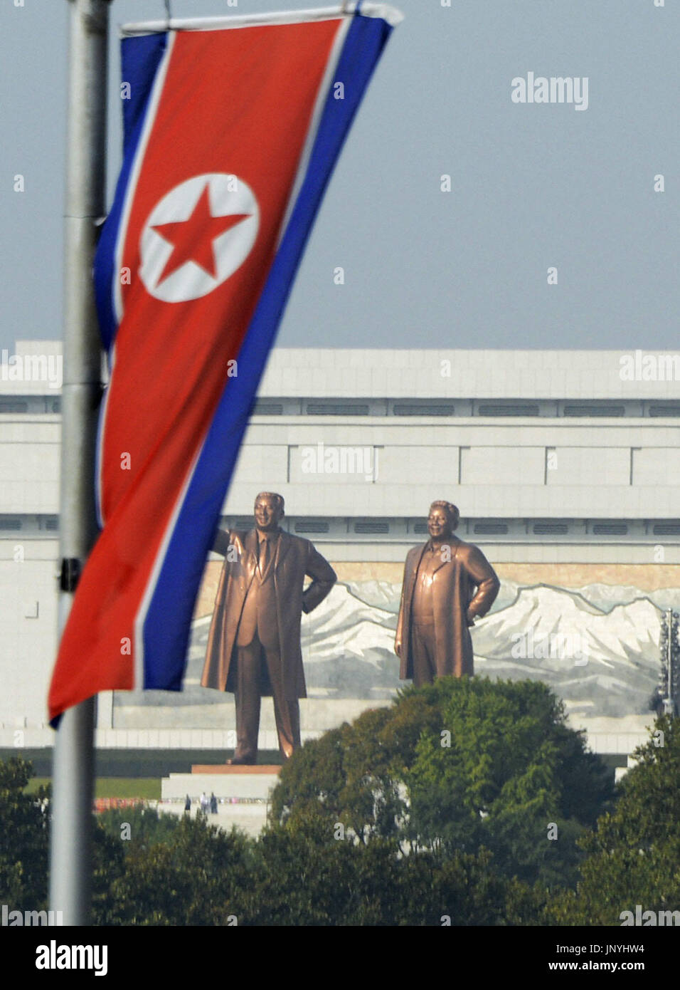 PYONGYANG, North Korea - Photo shows the statues of North Korean ...