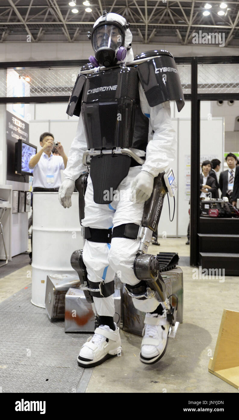 TOKYO, Japan - Photo shows a person wearing a new model of the HAL ...