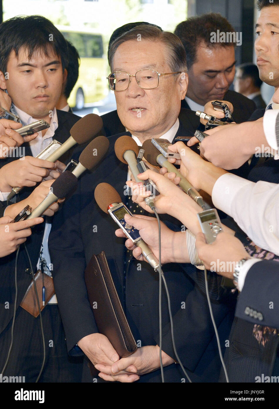TOKYO, Japan - Japanese Defense Minister Satoshi Morimoto answers ...