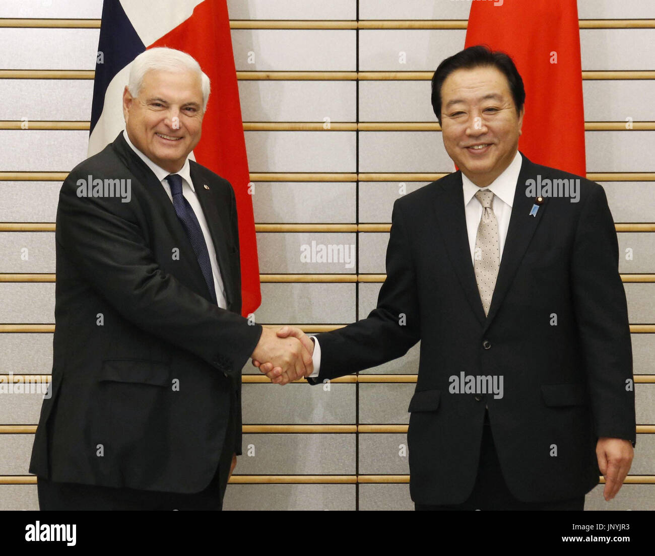 TOKYO, Japan - Panamanian President Ricardo Martinelli (L) and Japanese ...