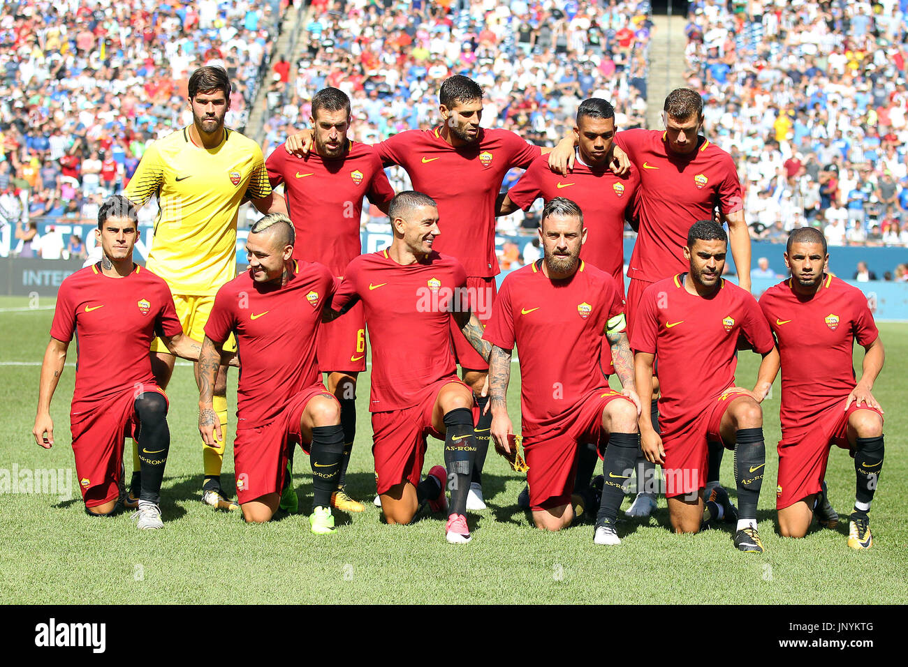 Gillette Stadium. 30th July, 2017. MA, USA; AS Roma players pose for ...