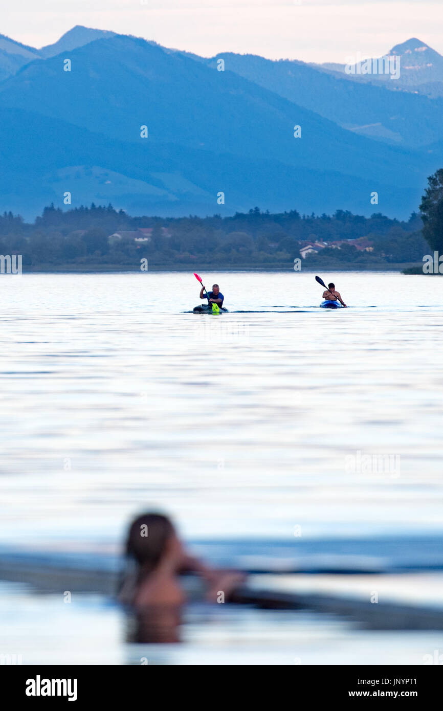 The Waging Lake can be seen during sunset light with view of the Alps ...