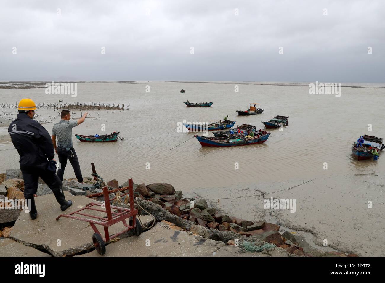 Fuqing, China. 31st Jul, 2017. The provincial typhoon control officers ...