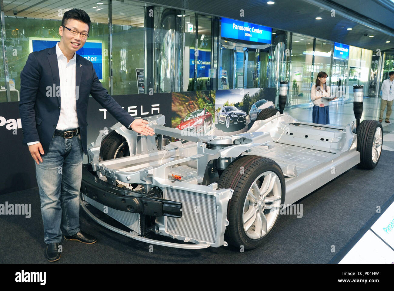 OSAKA, Japan - Photo shows the chassis of Tesla Motors Inc.'s Model S ...