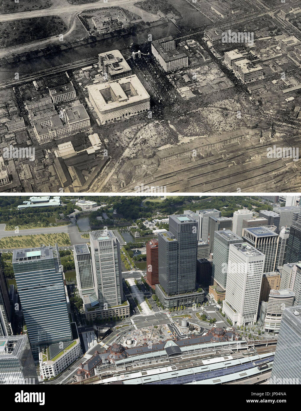 TOKYO, Japan - Combined aerial photos show an area of Tokyo's ...